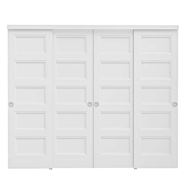 ARK DESIGN 96 in. x 80 in. Paneled 5-Lite White Primed MDF Composite ...