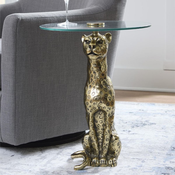 Gold - Glass - End & Side Tables - The Home Depot