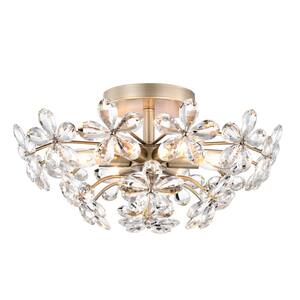 OUKANING 13.77 in. 6-Light Silver Modern Flush Mount Ceiling Light with ...