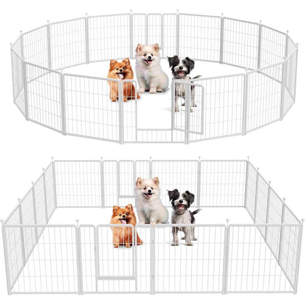 .N/A 24 in. Metal Garden Fence, Heavy Portable Foldable Dog Playpen for ...