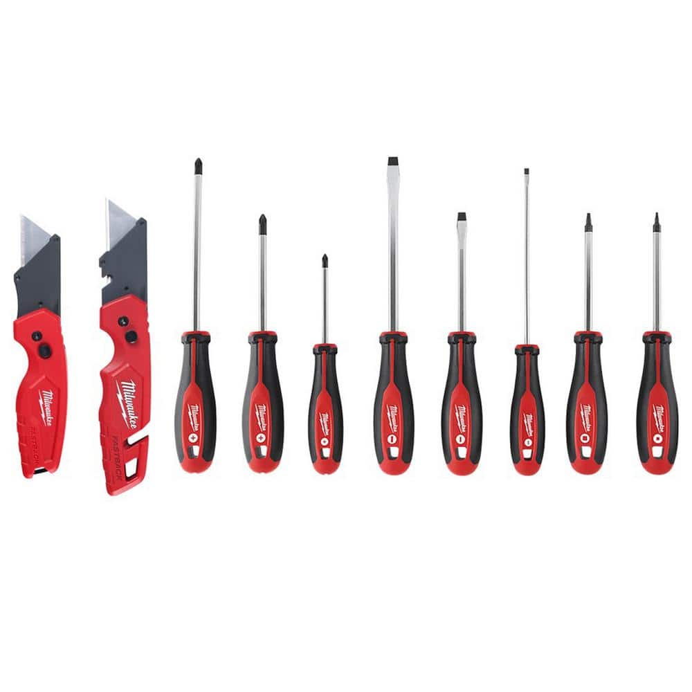 Milwaukee Screwdriver Set with FASTBACK Utility Knifes (10-Piece) 48-22 ...