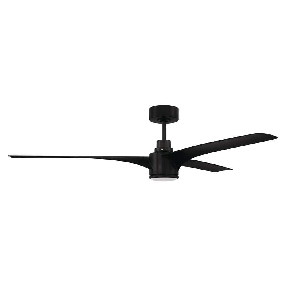 CRAFTMADE Phoebe 60 in. Indoor/Damp Flat Black Ceiling Fan with Smart ...