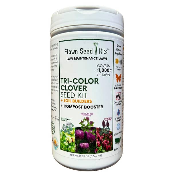 Flawn Seed Kits Tricolor Clover Lawn Flower Seed, Easy Spread Shaker ...