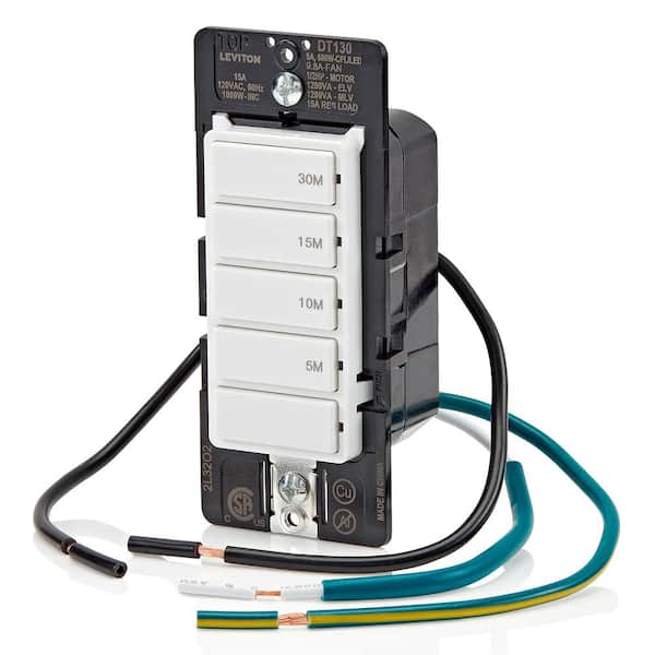Leviton Decora 15 Amp 30-Minute Indoor In-Wall Timer Switch, 1/2 HP/9 ...