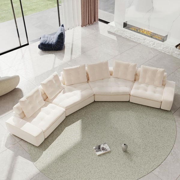 Magic Home 169 in. Square arm Rectangle 4-Seater Frosted Velvet Free ...