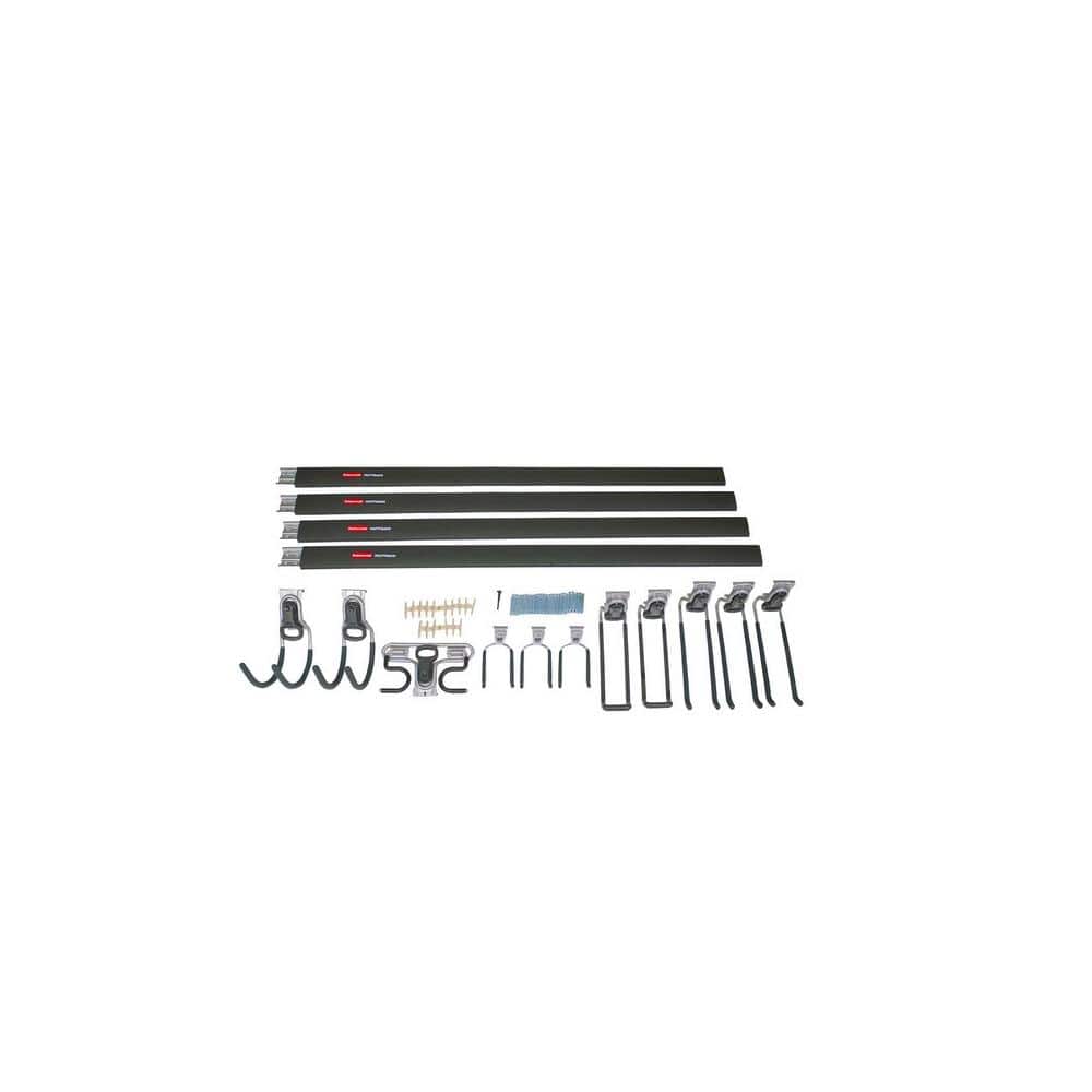 Rubbermaid 15 Piece FastTrack All-in-One Rail & Hook Wall Hanging Kit ...