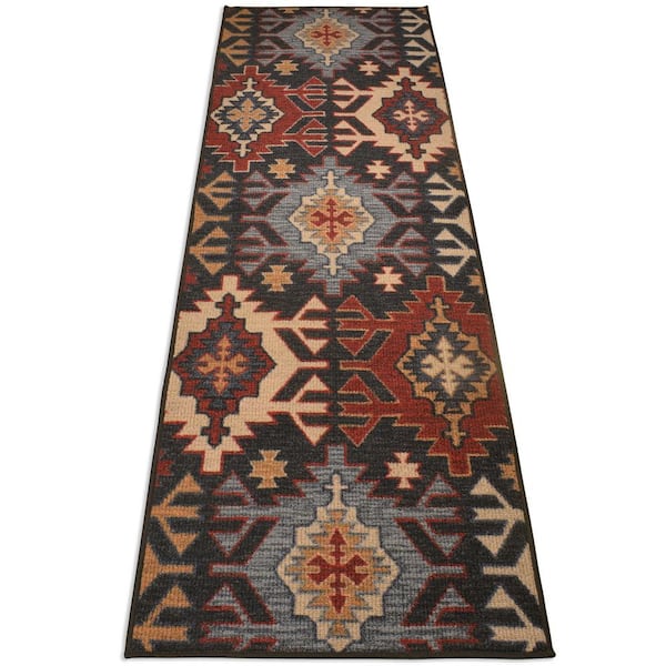 RugStylesOnline Berber Collection Southwestern Black Multicolor 26 in ...