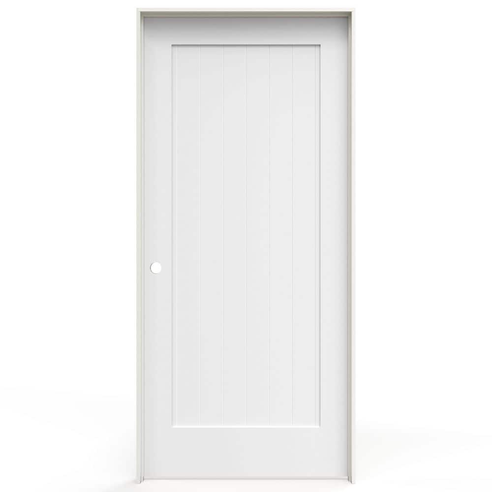 JELD-WEN 36 in. x 80 in. 1 Panel Right-Handed Solid Core White Painted ...