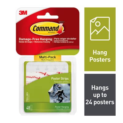 Command Small White Poster Hanging Strips (12 Strips) 17024ES