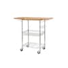 TRINITY PRO EcoStorage Chrome Kitchen Cart with Bamboo Top TBFZ-1412 ...