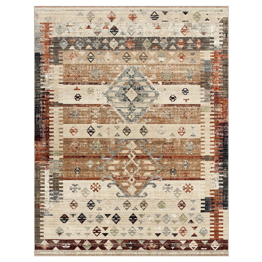 KALATY Petra Multi-Colored Earth Tones 2 ft. x 3 ft. Rustic Area Rug ...