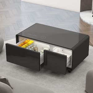 White Plastic Smart Side Table Coffee Table with Built-In Fridge ...