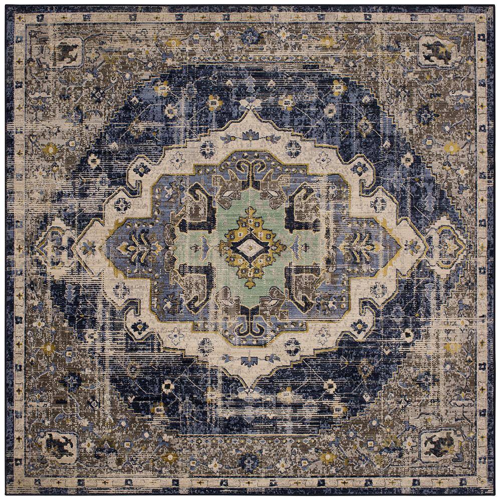 Mohawk Home Pantaleone Indigo 8 ft. x 8 ft. Square Oriental Area Rug ...