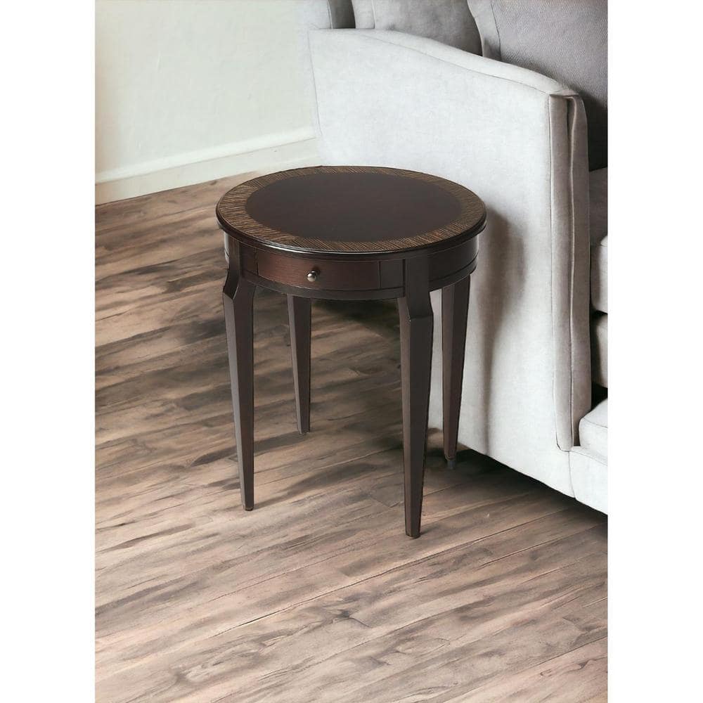 HomeRoots 20 in. Dark Brown Round MDF End Table 2000476428 - The Home Depot