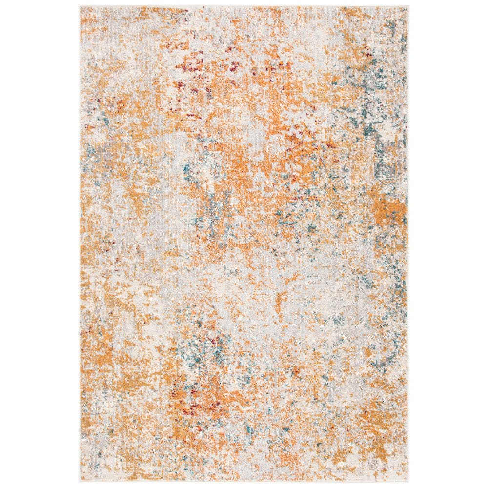 SAFAVIEH Madison Ivory/Orange 6 ft. x 9 ft. Geometric Abstract Area Rug ...