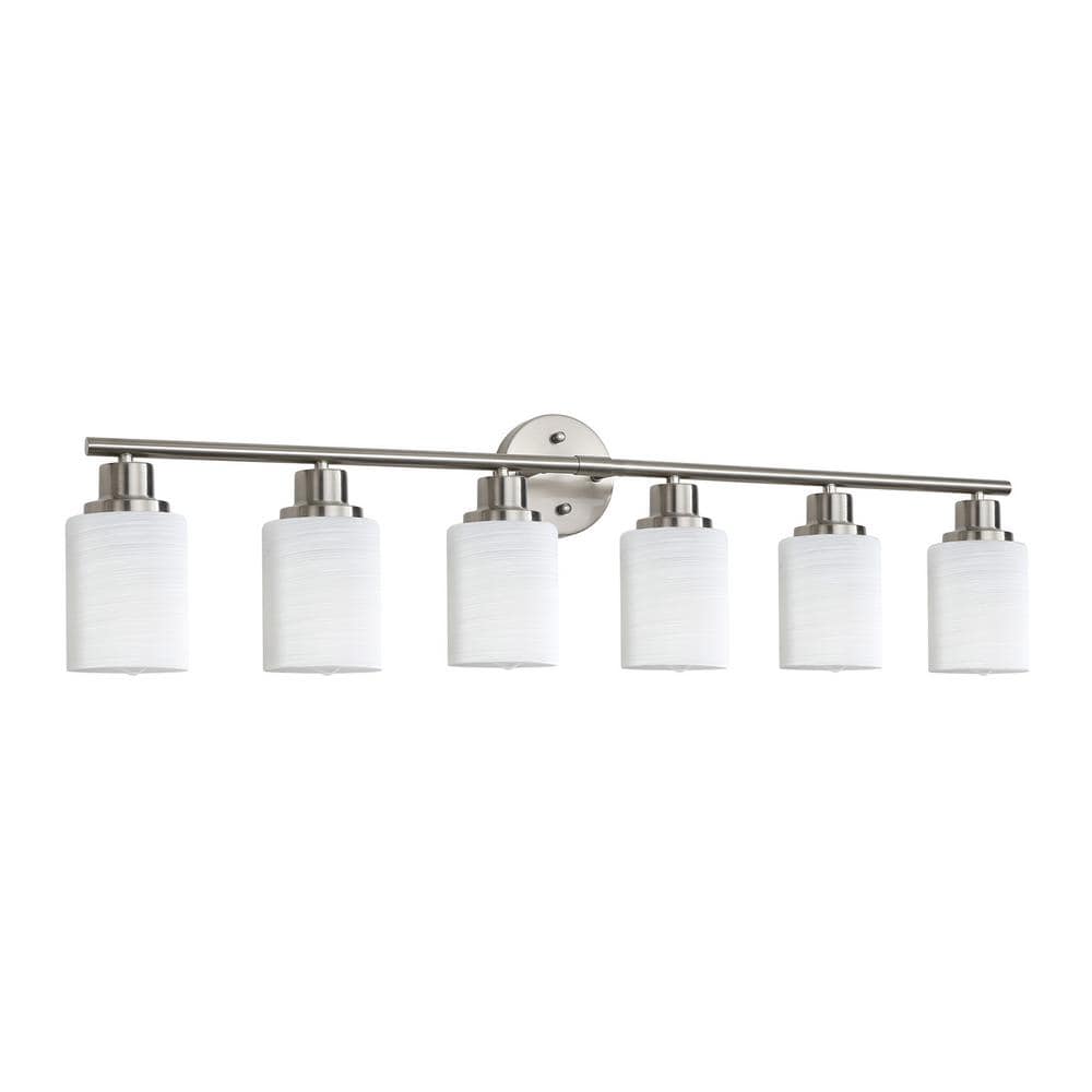 VEVETTA 38.6 in. Modern 6-Light Bathroom Vanity Light, Frosted White ...