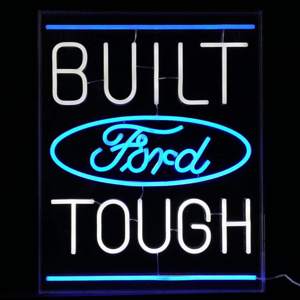 American Art Decor Built Ford Tough 20 in. x 16 in. Blue/White Acrylic ...