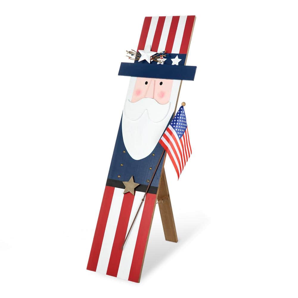 Glitzhome 36 in. H Patriotic/Americana Wooden Uncle Sam Porch Decor ...