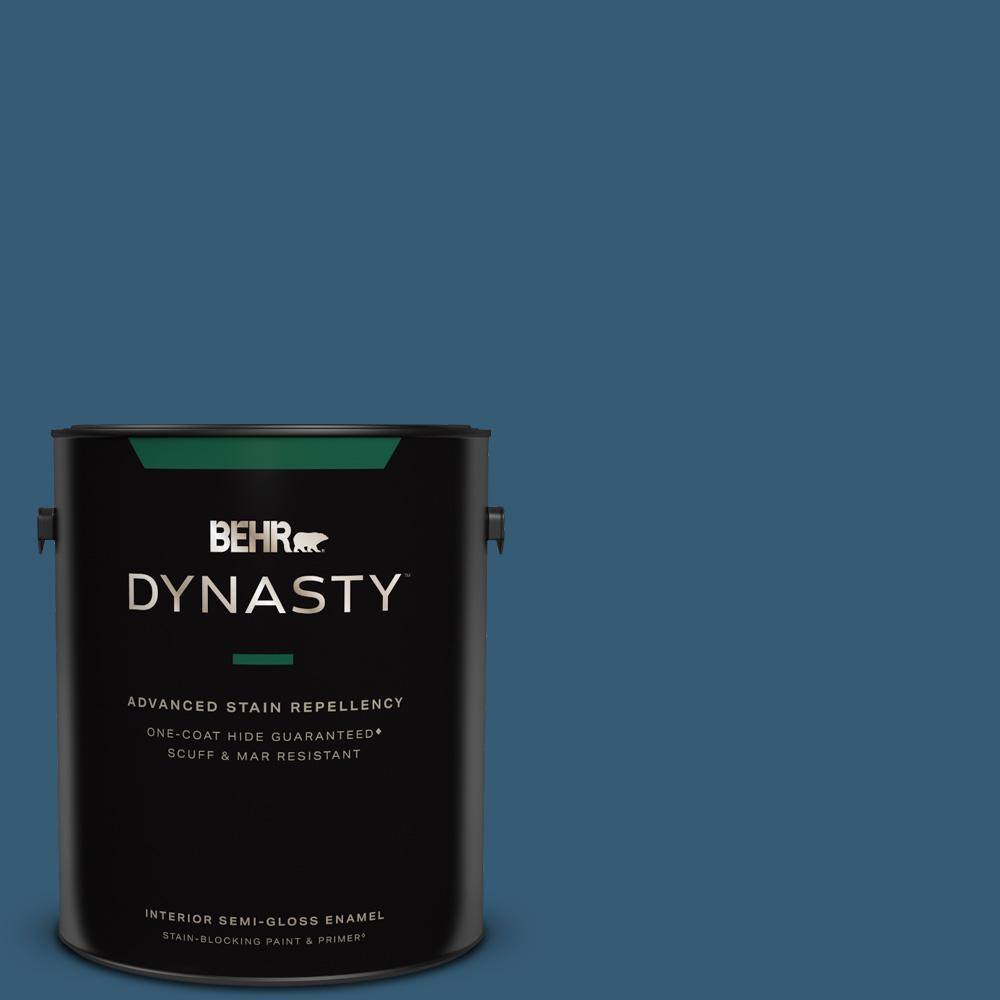 BEHR DYNASTY 1 gal. #M490-7 Shasta Lake One-Coat Hide Semi-Gloss Enamel ...