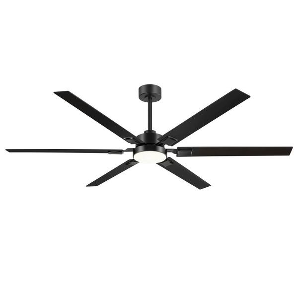 Airsurfer 72 in. Black Indoor Integrated LED Downrod Large Ceiling Fans ...