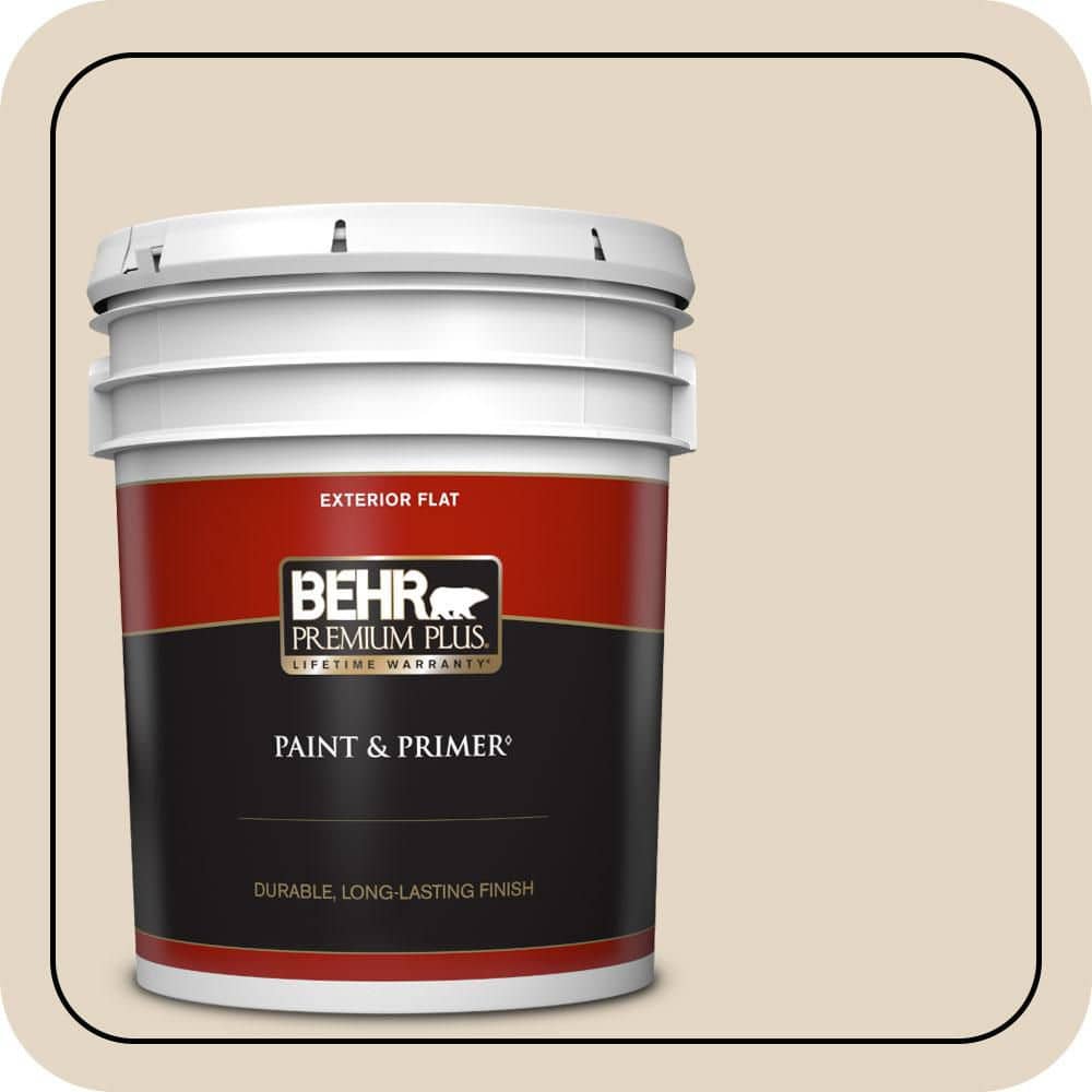 BEHR PREMIUM PLUS 5 gal. #N270-1 High Style Beige Flat Exterior Paint ...