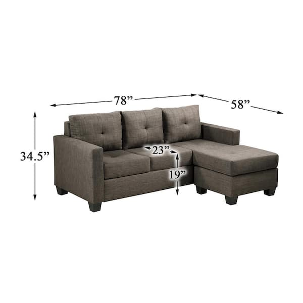 78 Inch Sofa With Chaise | Baci Living Room