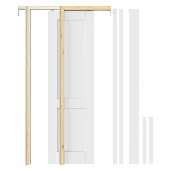 ARK DESIGN 18 in. x 80 in. White Primed 2-Lite Solid Core Wood Sliding ...