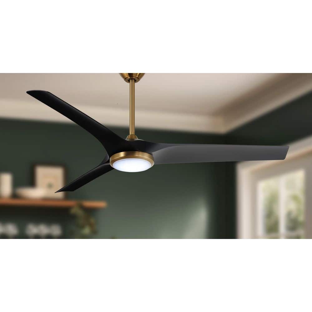 Hampton Bay Sansra 60 in. Indoor/Outdoor Brass Standard Ceiling Fan ...