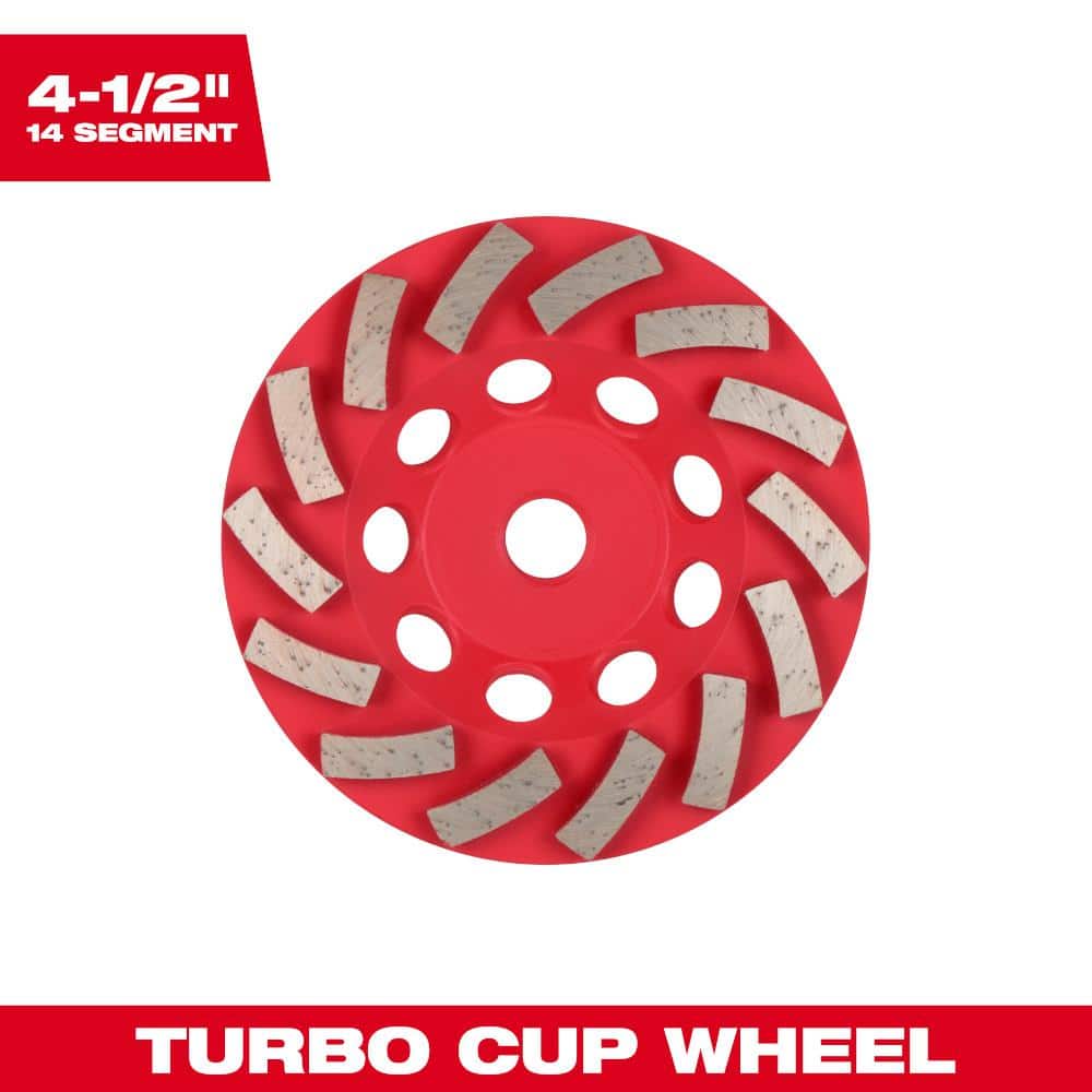 Milwaukee 4.5 in. DIAMOND MAX Segmented Turbo Diamond Cup Wheel 49-93-7784 - The Home Depot