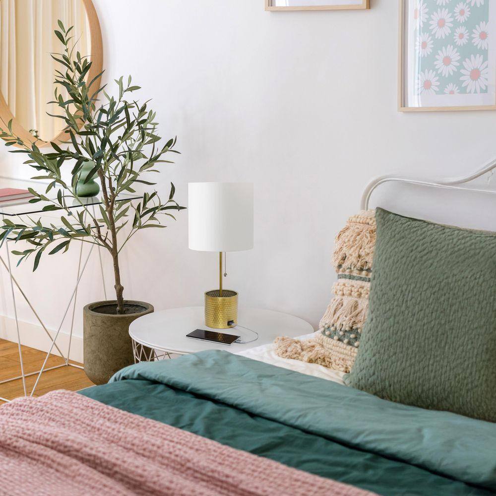 Creekwood home 18.5 Sleek Accent Table Lamp with USB Port, Gold Base ...
