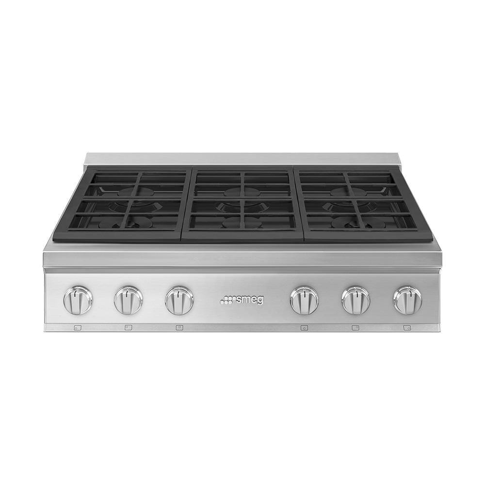 smeg Portofino Series 36 in.4 Burners Gas Rangetop in Stainless Steel ...