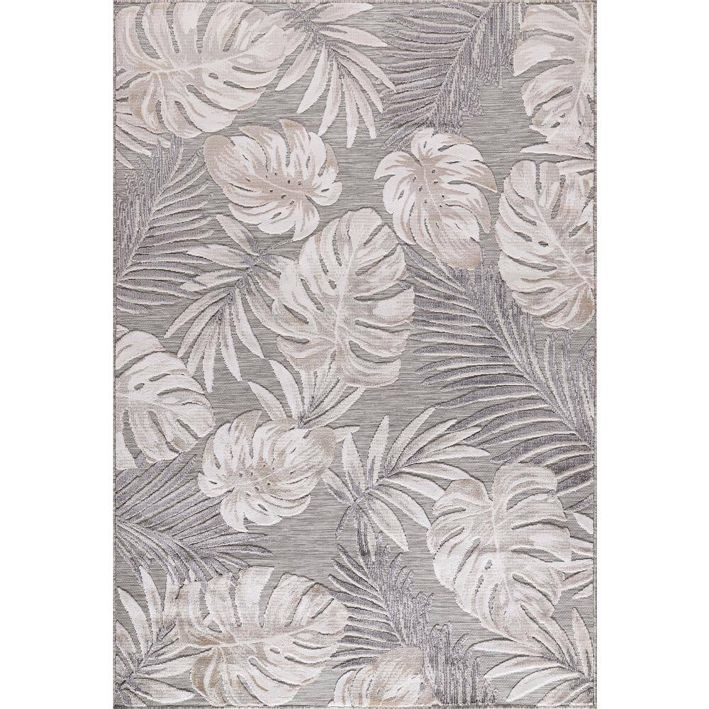 CAMILSON Bloom Beige/Gray 6 ft. x 9 ft. Leaf Tropical Botanical Indoor ...