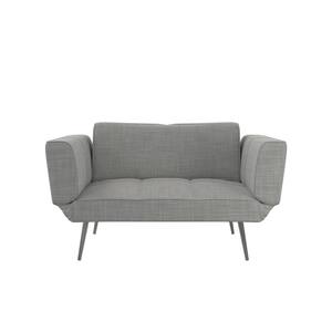 DHP Ryana Light Gray Linen Upholstered Futon with Magazine Storage DE09107