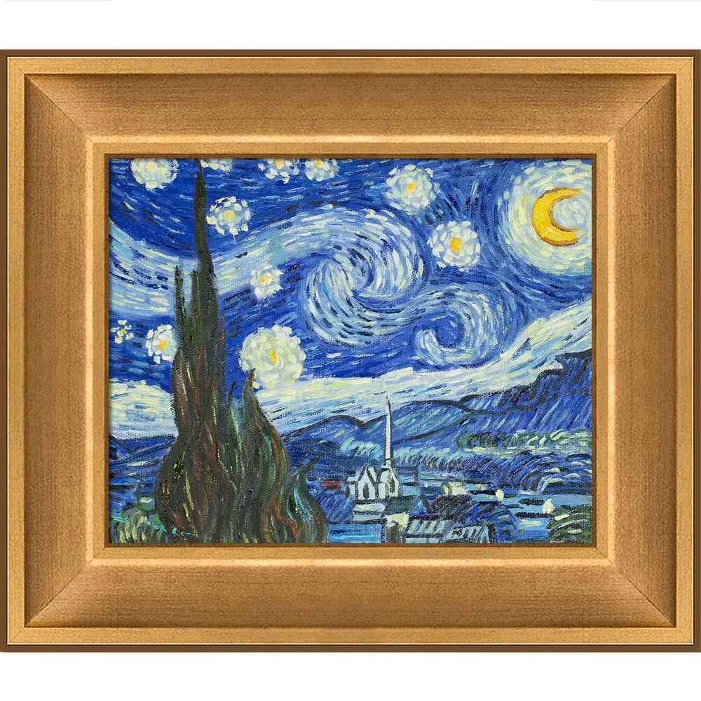 LA PASTICHE Starry Night by Vincent Van Gogh Muted Gold Glow Framed ...