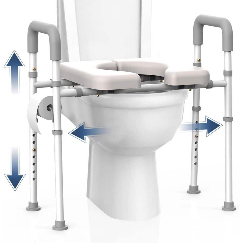 Lynzavix 22 in. W x 17 in. L Adjustable Height and Elevated Toilet Seat ...