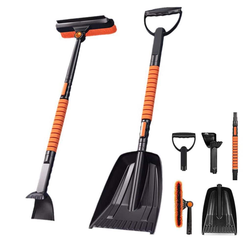 Misopily 41in Foam Handle Plastic Aluminum Snow Shovel with 360° Swivel ...