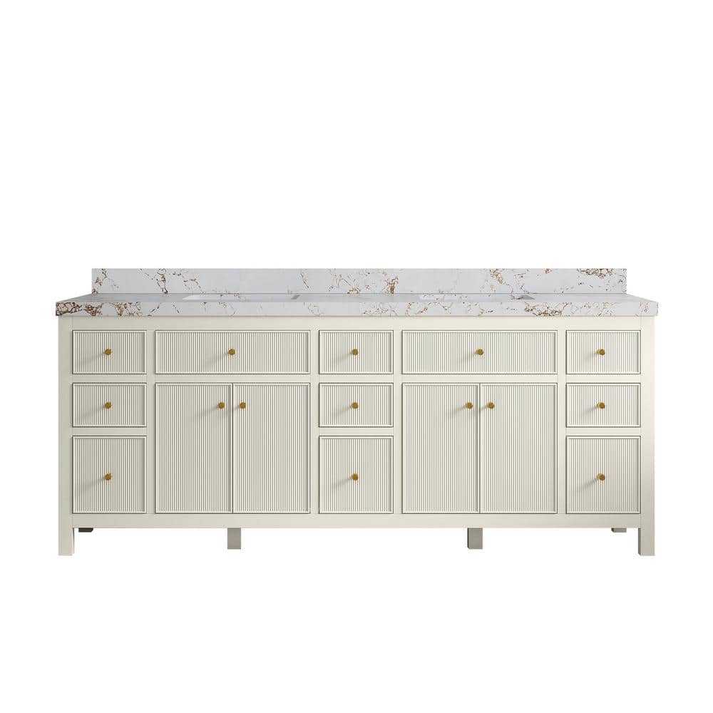 Willow Collections Sonoma 84 in. Double Sink Freestanding Alabaster ...