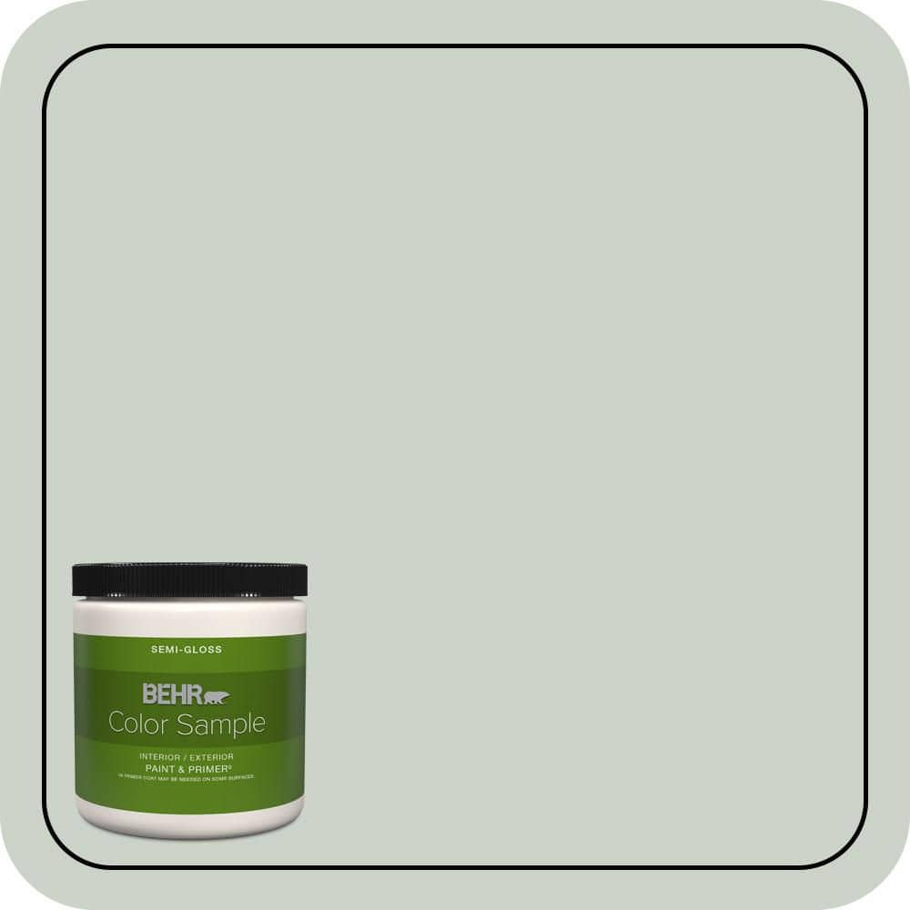 BEHR PREMIUM PLUS 8 oz. #MQ3-48 Shy Green Semi-Gloss Interior/Exterior ...