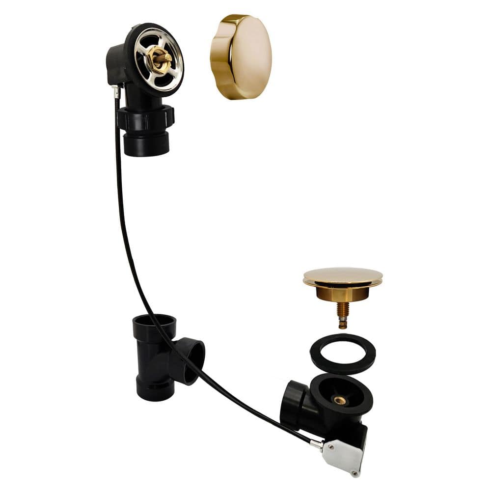 Westbrass 27 in. Cable Drive Bath Drain with Rotary Overflow and Ball ...