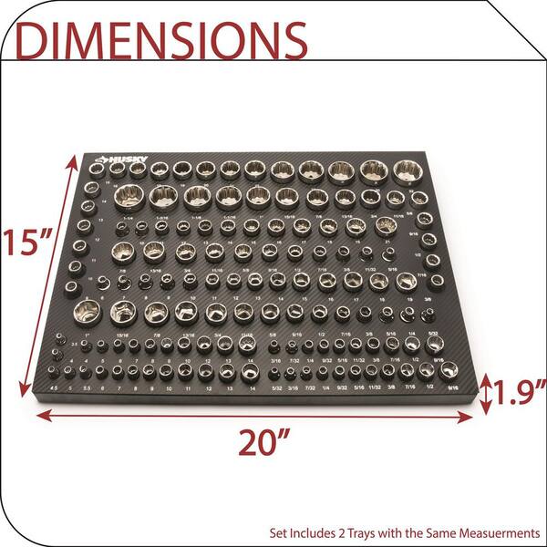 Husky 1/4 in., 3/8 in., and 1/2 in. Drive Socket Set in EVA Foam (200 ...
