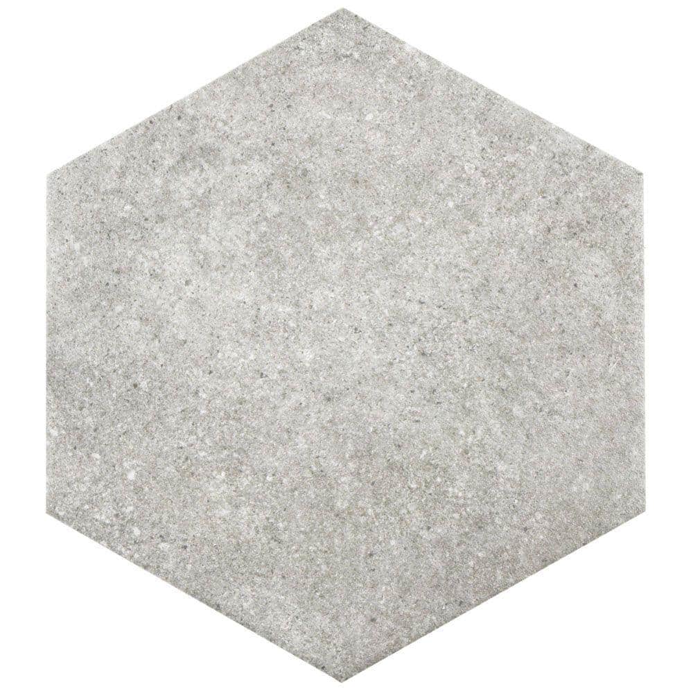 Merola Tile Traffic Hex Grey 8-5/8 in. x 9-7/8 in. Porcelain Floor and ...