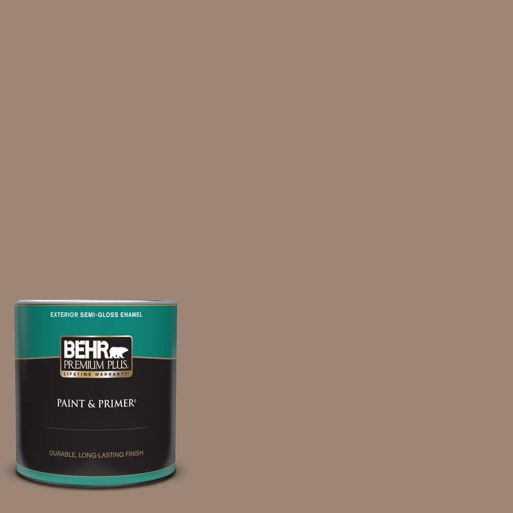 BEHR PREMIUM PLUS 1 qt. #PPU5-16 Earthnut Semi-Gloss Enamel Exterior ...