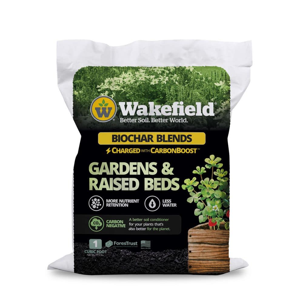 WAKEFIELD Biochar Blend with CarbonBoost for Gardens & Raised Beds-1 cu ...