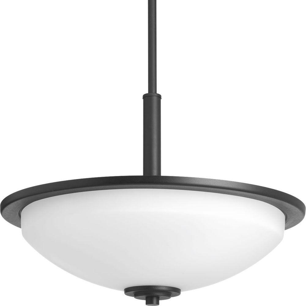 Progress Lighting Replay 3-Light Black Pendant with Etched White Glass ...