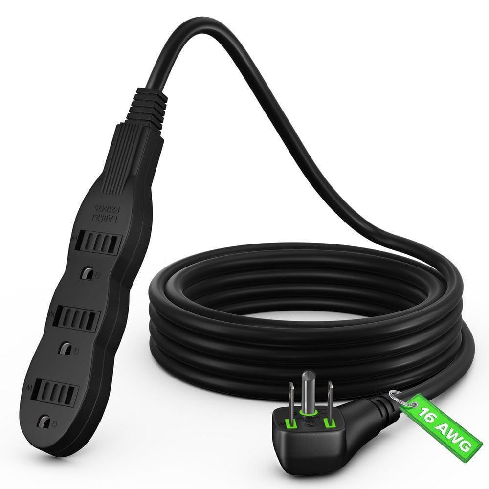 MAXIMM 8 ft. 16 / 3 Light Duty Indoor Extension Cord, Angled Plug, 3 ...