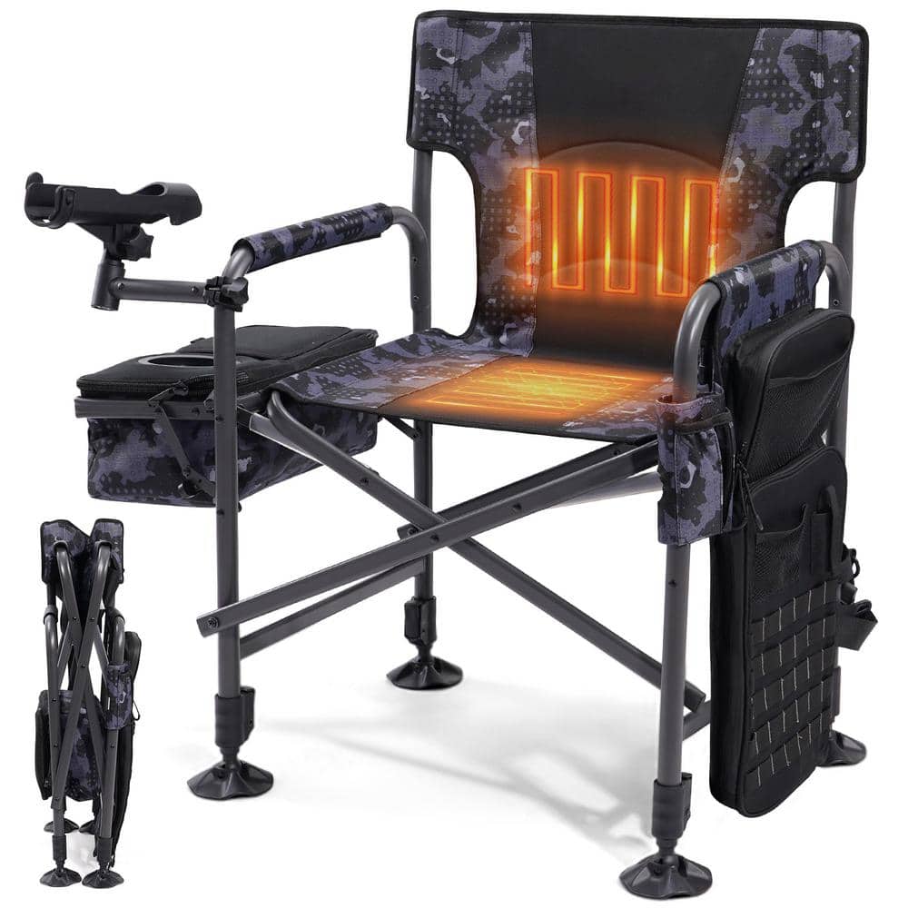 Justincity Heavy Duty Folding Ice Fishing Chair Black Camouflage Alloy ...