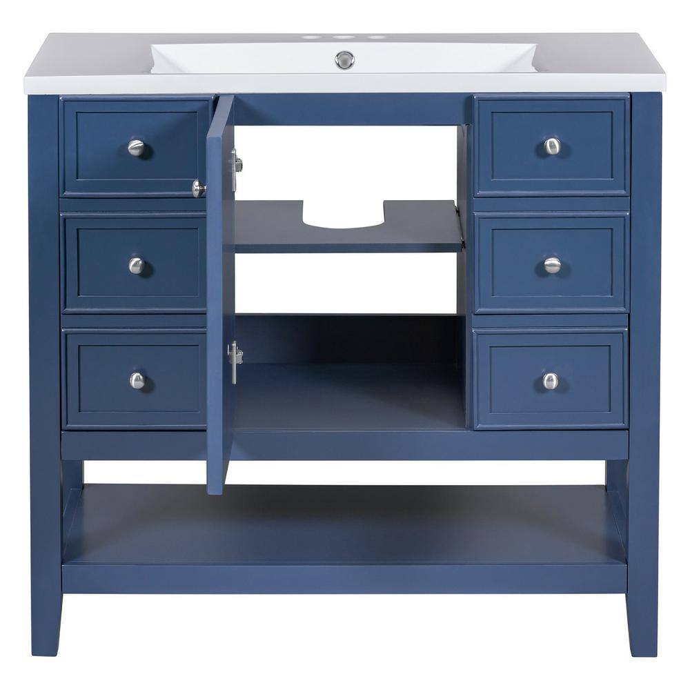 cadeninc 36 in. W. x 18 in. D. x 35 in. H Blue Bathroom Vanity with ...