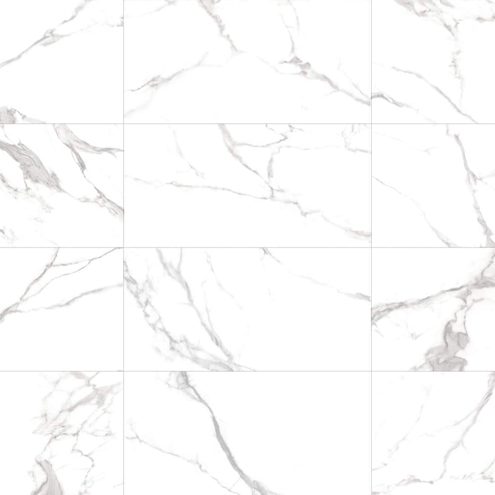 Jeffrey Court Statuario White 24 in. x 48 in. Textured Matte Subway ...