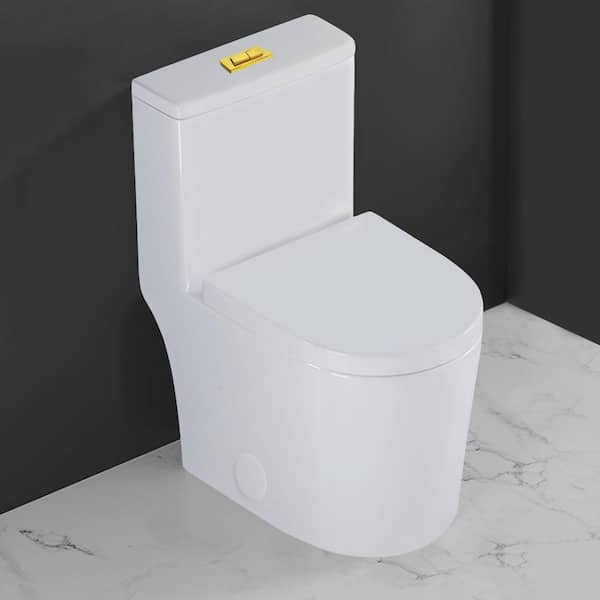 Yingze 12 in. 1-Piece 1.1/1.6 GPF Dual Flush Compact Round Toilet in ...