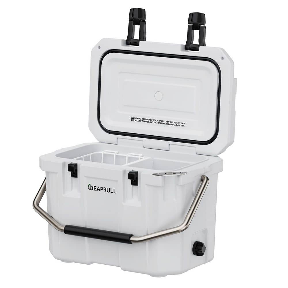 Denjol White 30 qt. Portable Chest Cooler with Lid Lock Handle, Double ...